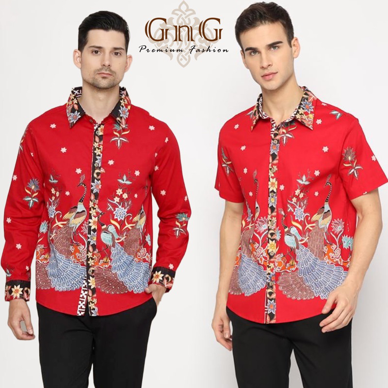 Jual Kemeja Batik 113 BBC Red/ Batik Merah Pria/ Baju imlek/ Kemeja ...