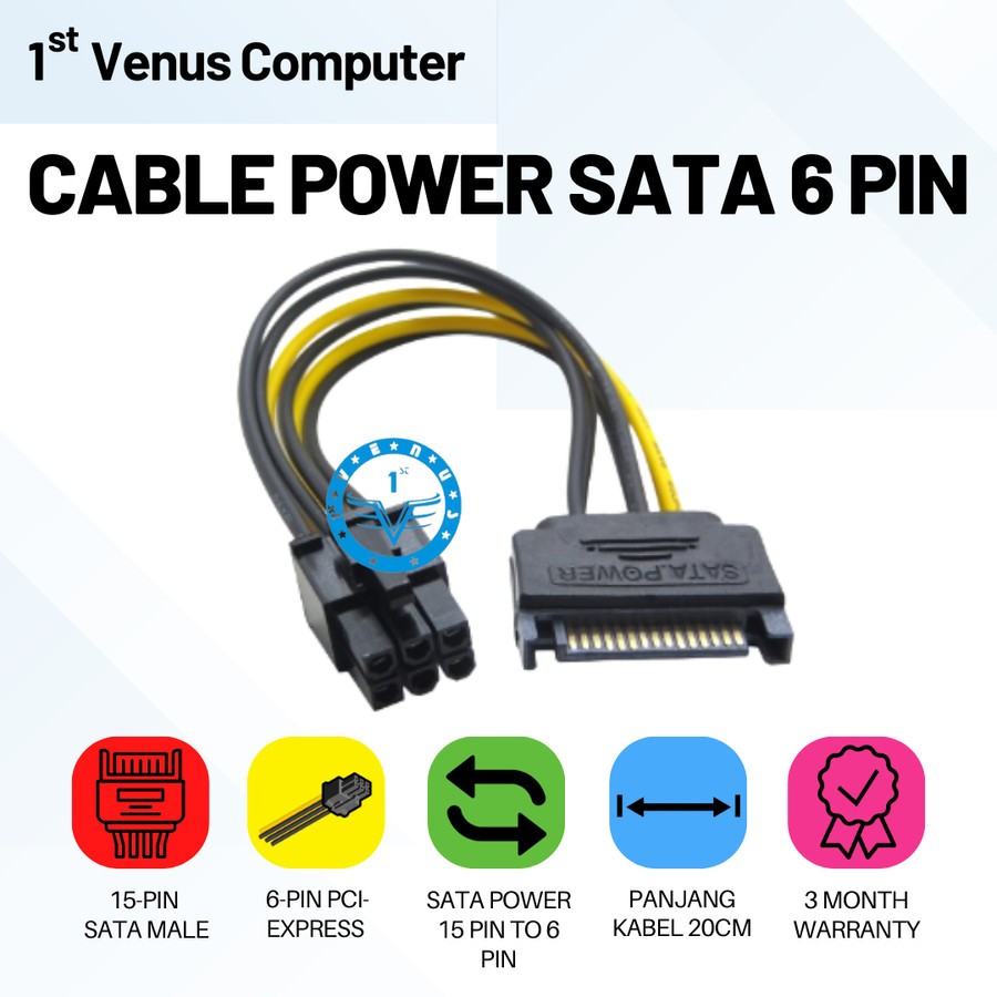 Jual CABLE POWER SATA 6 PIN / KABEL POWER SATA 6 PIN / CAB52-CAB ...