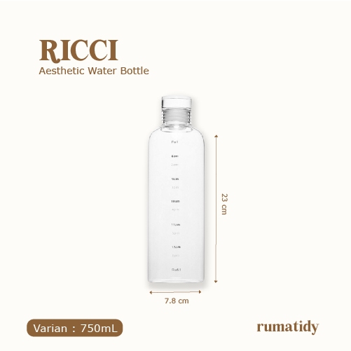 Jual 【RUMATIDY】RICCI Tumbler Botol Kaca Transparan Bening Estetik ...