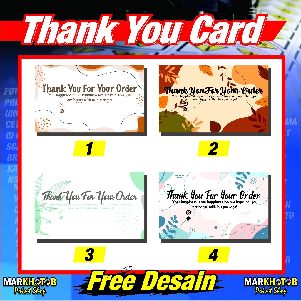 Jual THANK YOU CARD CUSTOM - KARTU UCAPAN – GRETTING CARD - KARTU TERIMAKASIH | Shopee Indonesia