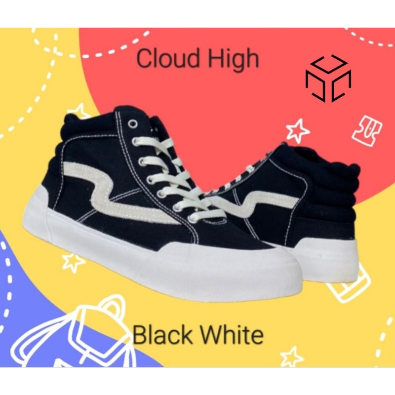 Jual Patrobas Cloud High Black White 100% Original [Sepatu Lokal] | Shopee Indonesia