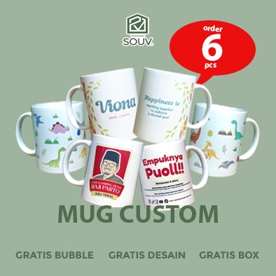 Jual Mug Gelas Custom 6pcs Gratis Desain | Shopee Indonesia