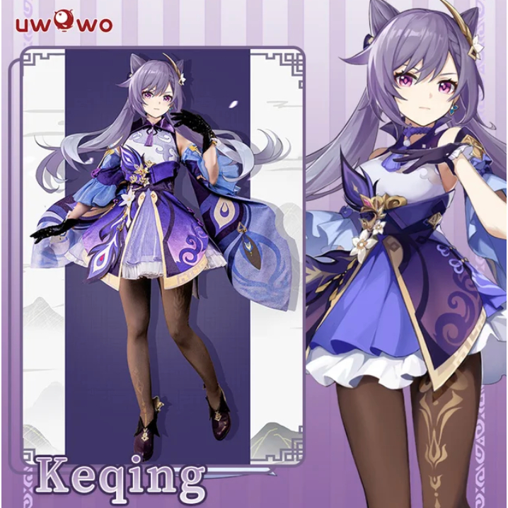 Jual UWOWO Keqing Cosplay Game Genshin Impact Cosplay Halloween Costumes Ke Qing Figure Keqing ...