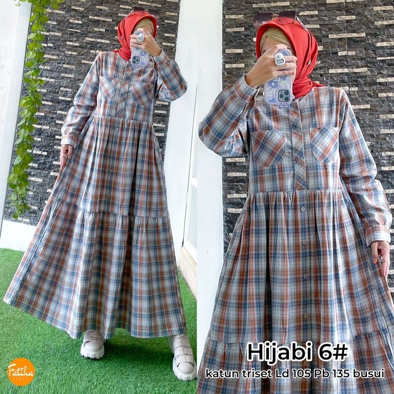 Jual Dress katun triset terbaru hijabi dress gamis elegan adem original ...