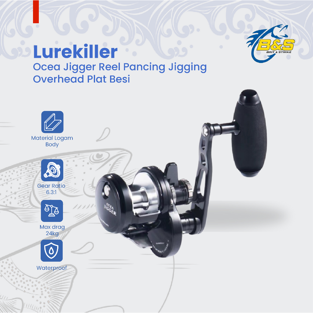 Jual Lurekiller OCEA JIGGER Reel Pancing OH 1500HG/1501HG 24Kg Reel ...