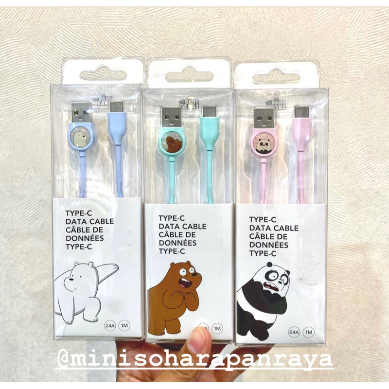 Jual MINISO Kabel data USB-TYPE C fash charging ,kabel cas hp 1 meter ...