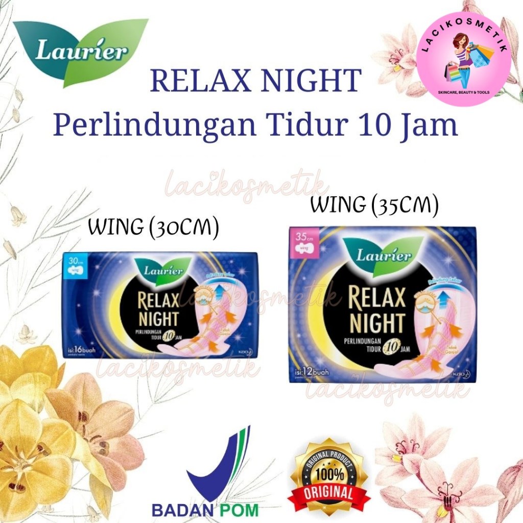 Jual LACIKOSME LAURIER RELAX NIGHT WING - PEMBALUT MALAM WANITA SAYAP ...