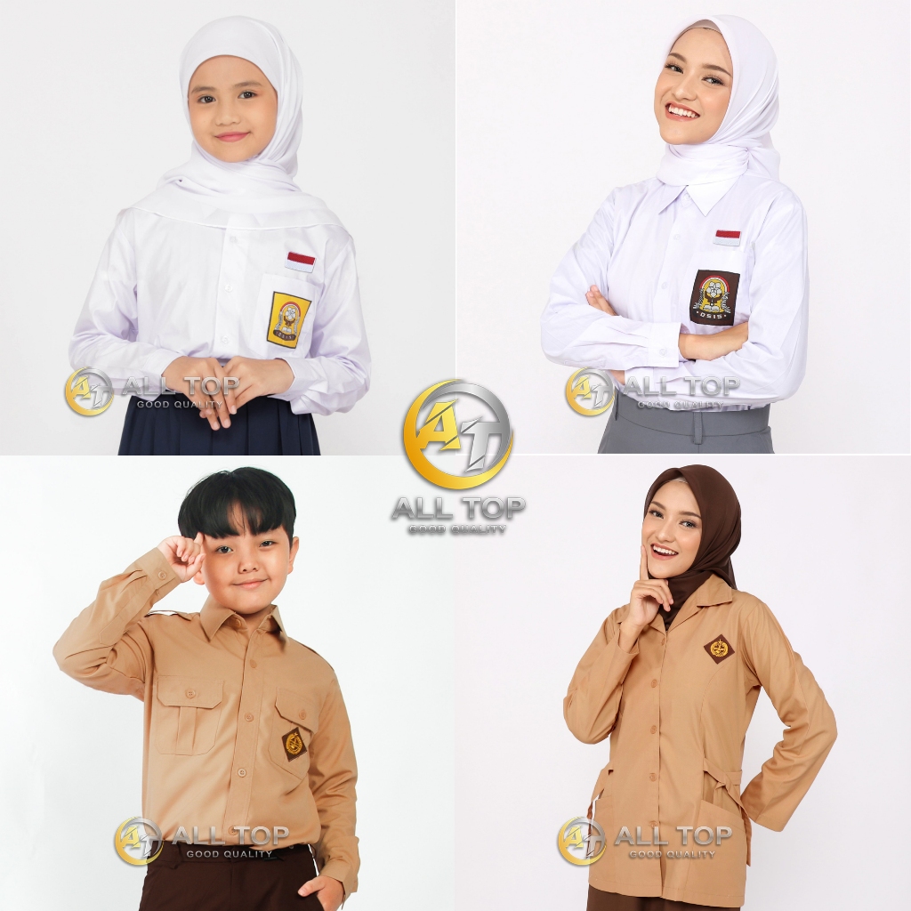 Jual BAJU SERAGAM SEKOLAH PUTIH COKELAT PRAMUKA PANJANG SMP / SMA ...