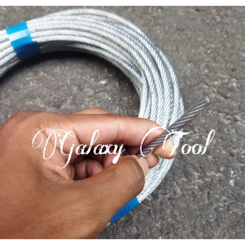 Jual kawat Seling baja Lapis Plastik 2 3 4 5 6 8 10 mm Tali Sling baja galvanis lapis PVC wire ...