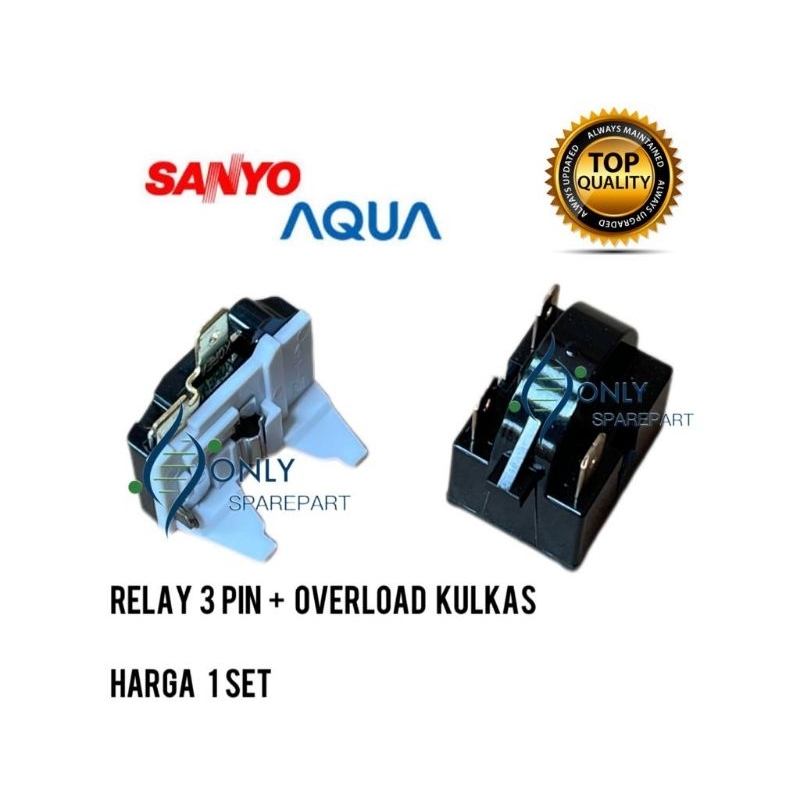 Jual Relay 3 pin + Overload freezer 6 rak / PTC relay frizer Aqua Sanyo ...
