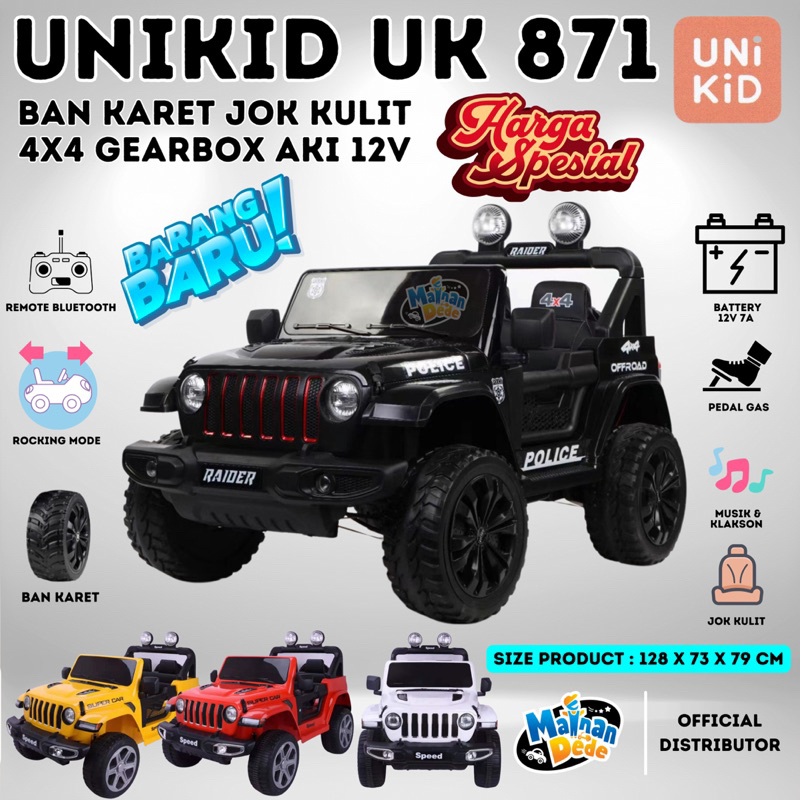 Jual Mainan Mobil Aki Anak Jeep Rubicon Unikid UK 871 UK871 Ban Karet ...