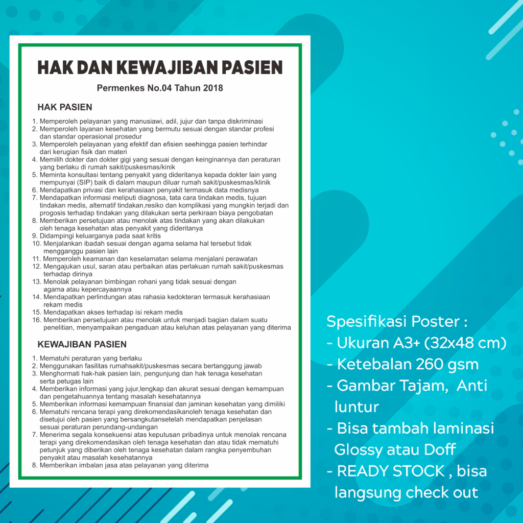 Jual Poster Hak dan kewajiban Pasien | Shopee Indonesia