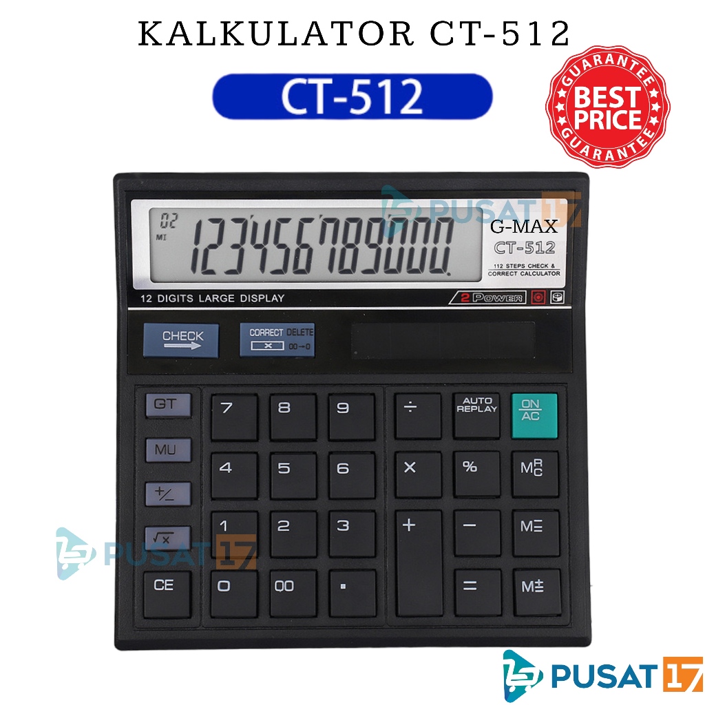 Jual PUSAT17 KALKULATOR 12 DIGIT CT-512 / KALKULATOR DESKTOP MEJA KANTOR DAGANG MODEL MODEL ...