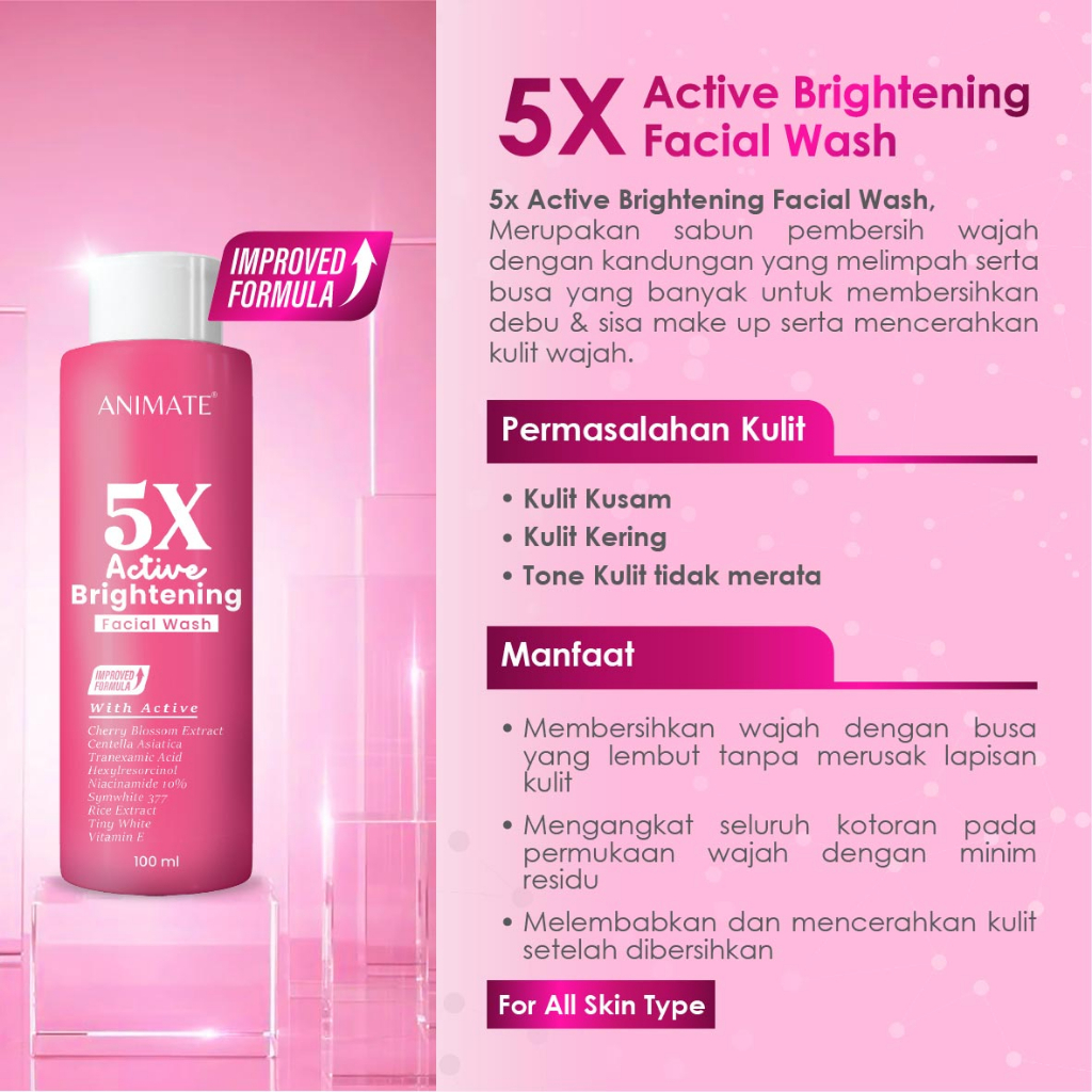 Jual Animate 5x Active Brightening Facial Wash 100 ml | Shopee Indonesia