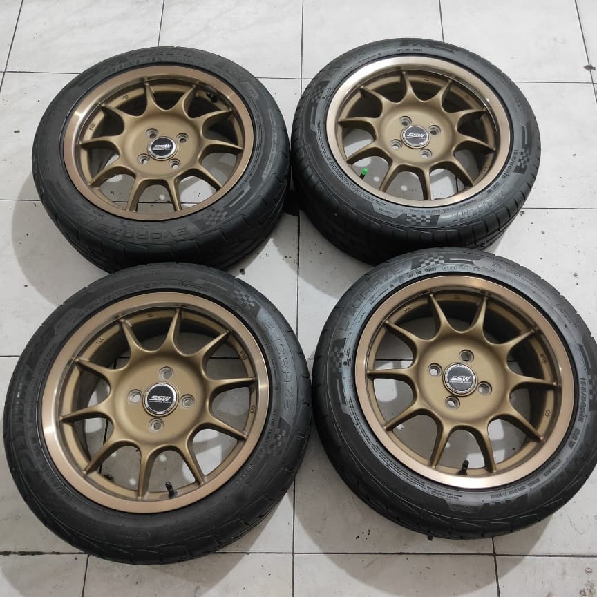 Jual Velg Bekas SSW R15X6,5 baut 4 pcd 4X100 ET40 + Ban 195 50 R15 ...