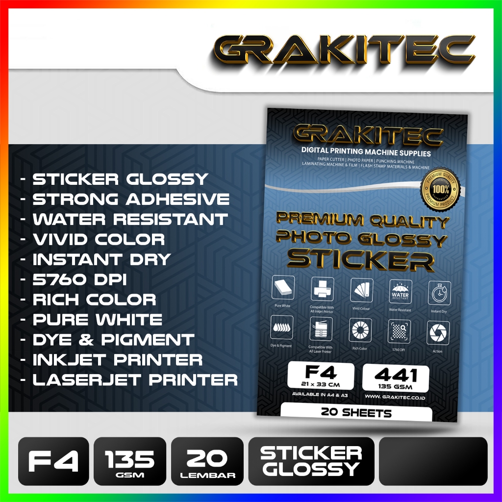 Jual Sticker Glossy Photo Paper A4 / F4 - Glossy Photo Sticker Paper ...