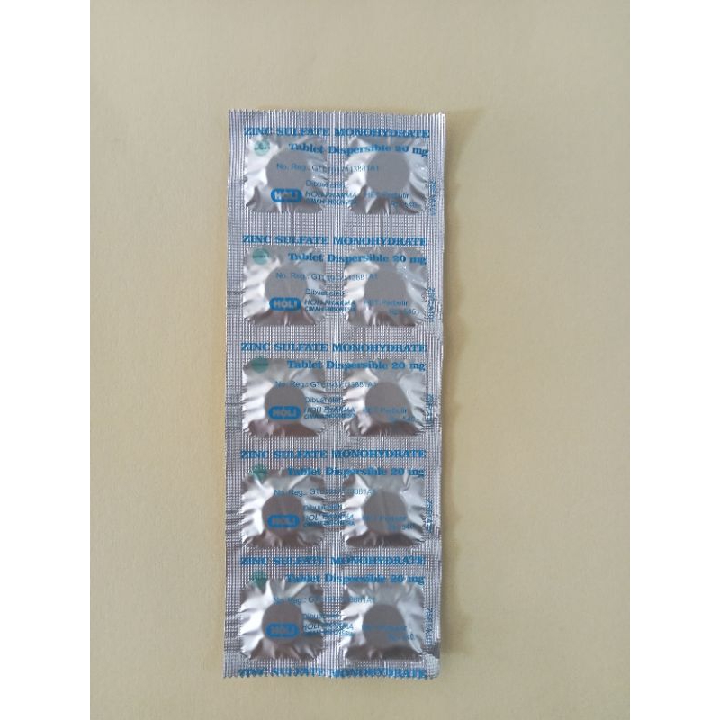 Jual Zinc Sulfate Monohydrate 20 mg 1×10 tablet | Shopee Indonesia