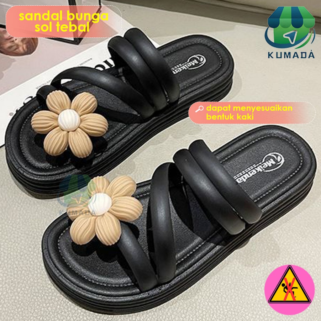 Jual Sandal Motif Bunga Sendal Dewasa Sol Tebal Sendal Kondangan Sendal ...