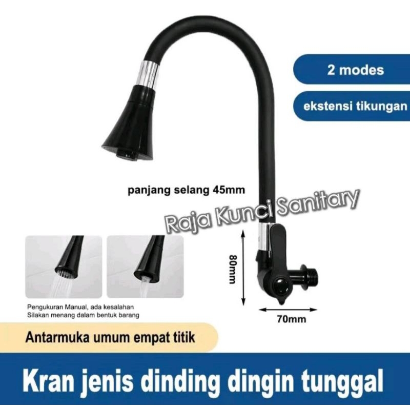Jual Kran Cuci Piring Hitam Black/Kran Kitchen Sink/Kran Dapur/Tembok ...