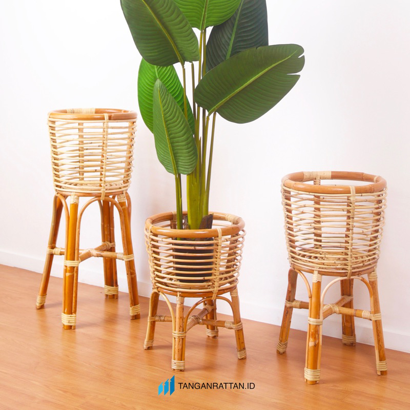 Jual STANDING POT ROTAN + COVER POT ROTAN FINISHING MELAMIN MENGKILAP ...