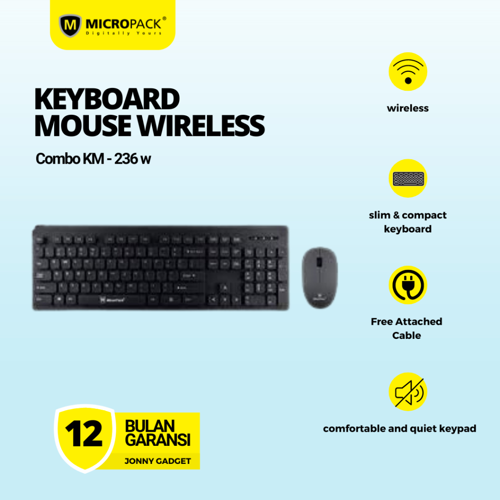 Jual Micropack Keyboard + Mouse Wireless Combo KM-236W | Shopee Indonesia