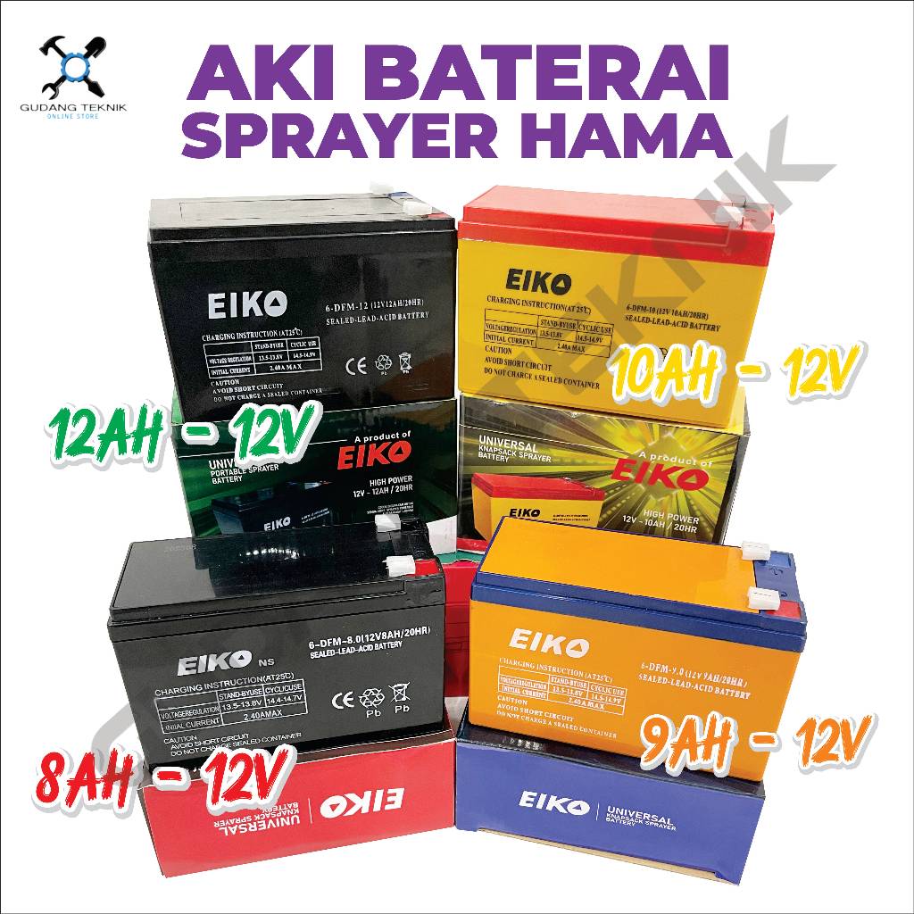Jual BATERAI AKI 8A 9A 10A12A 12V Sprayer Hama Elektrik EIKO DRAGON ...