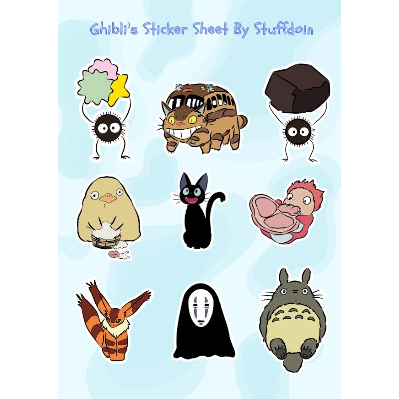 Jual Studio Ghibli Sticker Sheet By Stuffdoin (A6 Vinyl Tahan Air ...