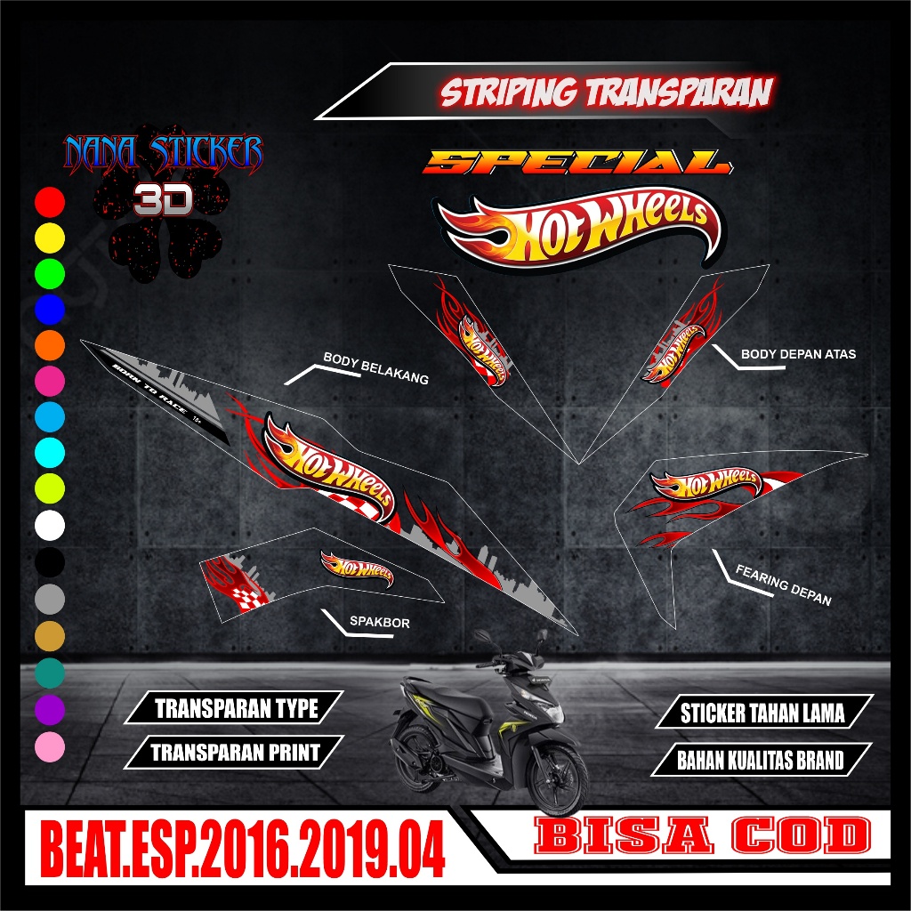 Jual Striping TRANSPARAN HONDA BEAT ESP 2016 SAMPAI 2019 MOTIF Variasi ...