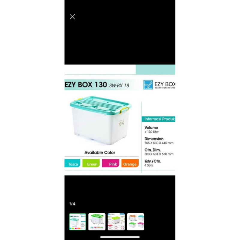 Jual Container box ezy cb 130/150 liter Kotak penyimpanan dengan roda ...