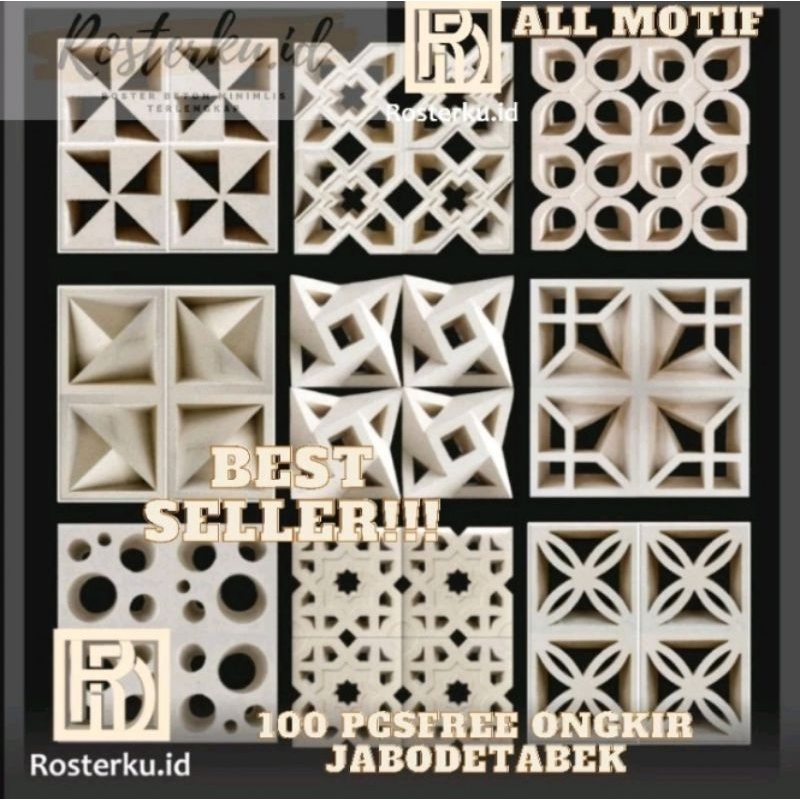 Jual roster minimalis beton anti tampias variasi dinding | Shopee Indonesia