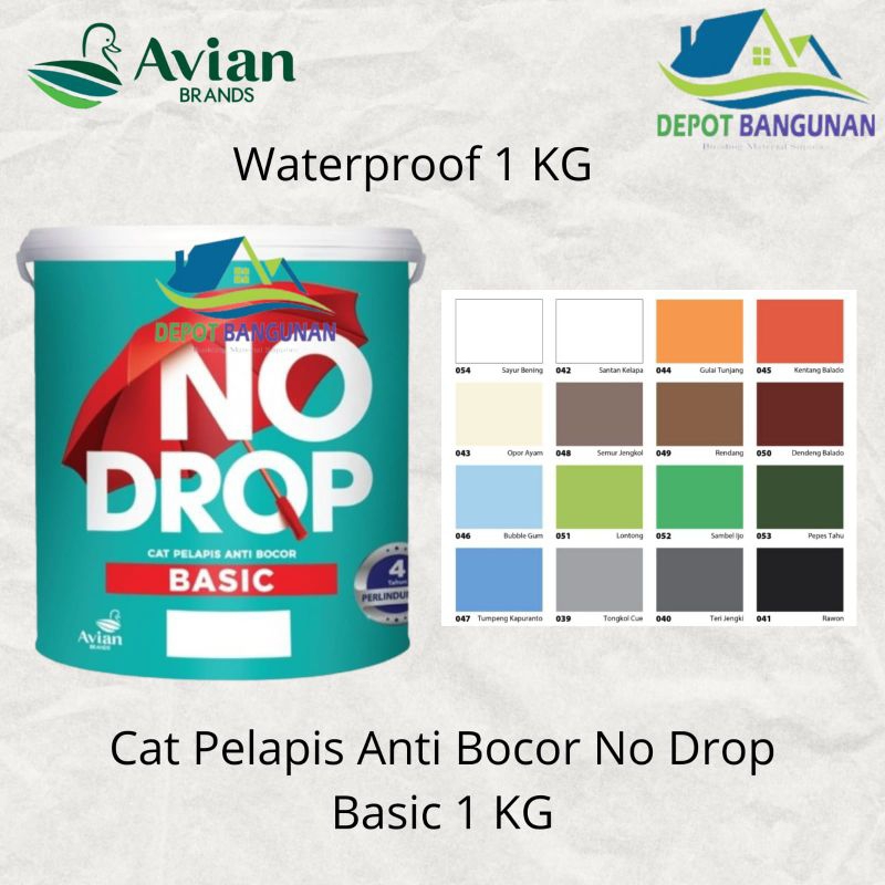 Jual Cat Tembok No Drop Basic Cat Pelapis Anti Bocor Waterproofing 1 KG | Shopee Indonesia