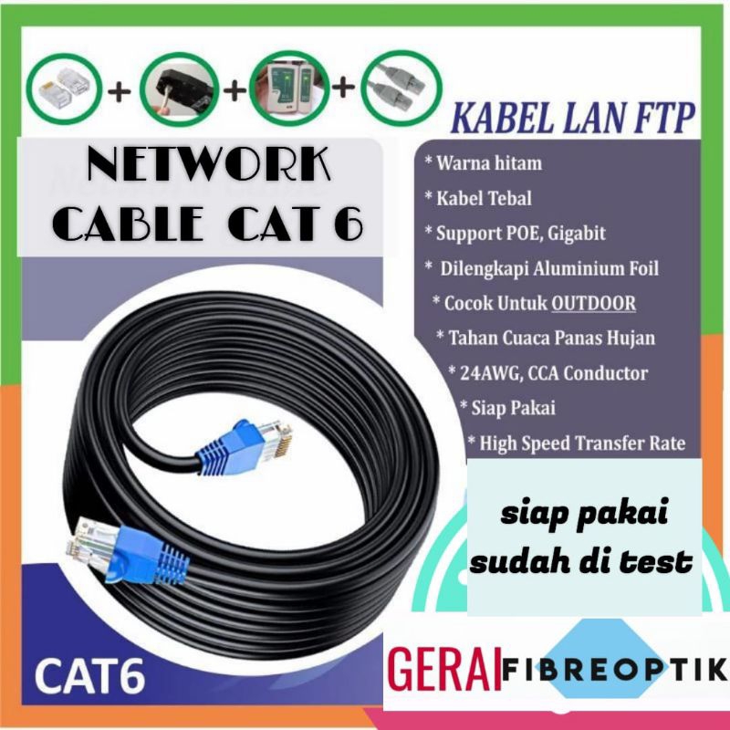 Jual Kabel Lan Cat 6 FTP STP Outdoor Panjang 40 Meter Siap Pakai Cat6 ...