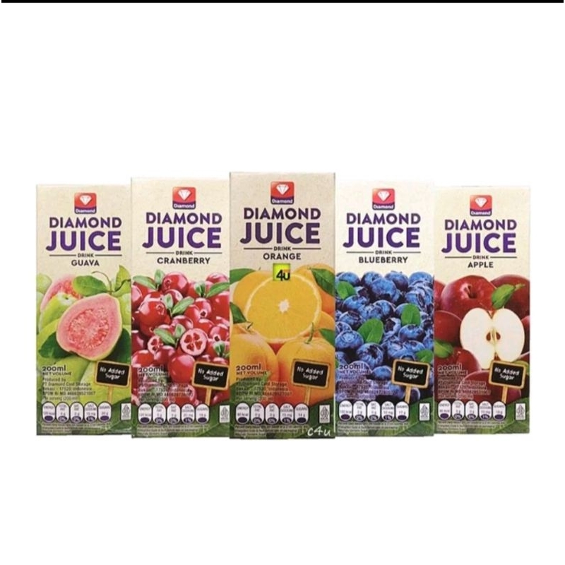 Jual DIAMOND JUICE UHT JUICE blueberry/apel/Guava/cranberry 200ml ...