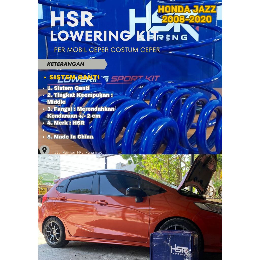 Jual Lowering Kit Per Ceper HSR Lowering Honda jazz GD3/GE8/GK5 ...