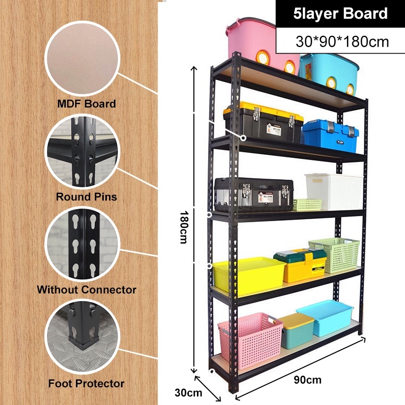 Jual Rak Besi Susun Hitam Rak besi siku 180CM Rak barang Rak gudang Rak ...