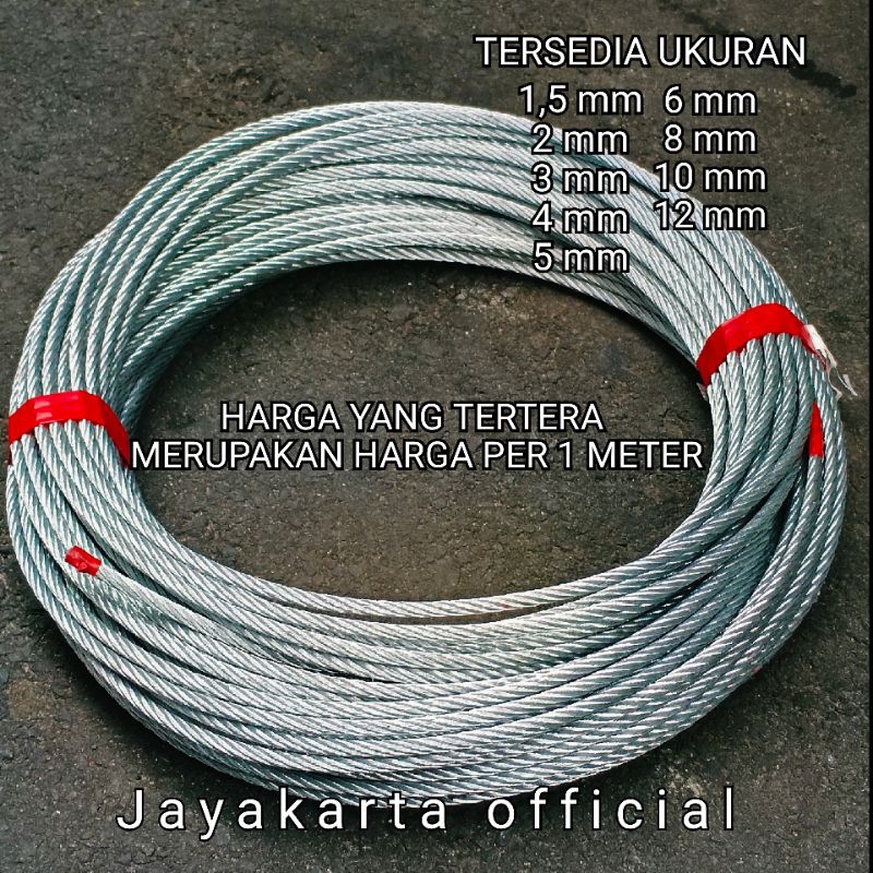Jual Sling baja 12mm 10mm kawat seling baja galvanis panjang 1 Meter kawat galvanis wire rop ...