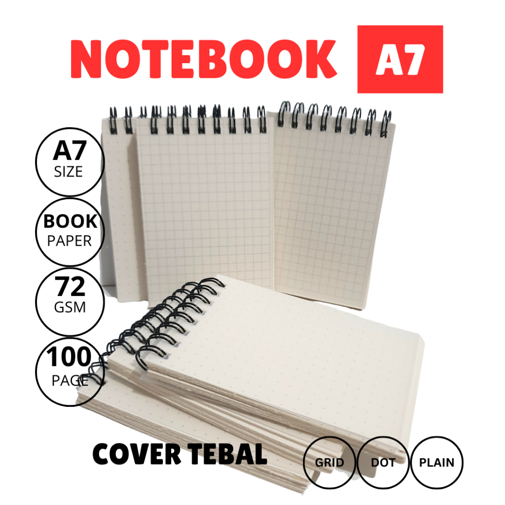 Jual NOTEBOOK A7 | BOOKPAPER | JOURNAL | NOTES POLOS | GRID, DOT, PLAIN ...