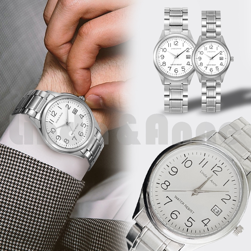 Jual [ FREE BOX ] Jam Tangan Couple Anti Air Strap Stainless Steel ...
