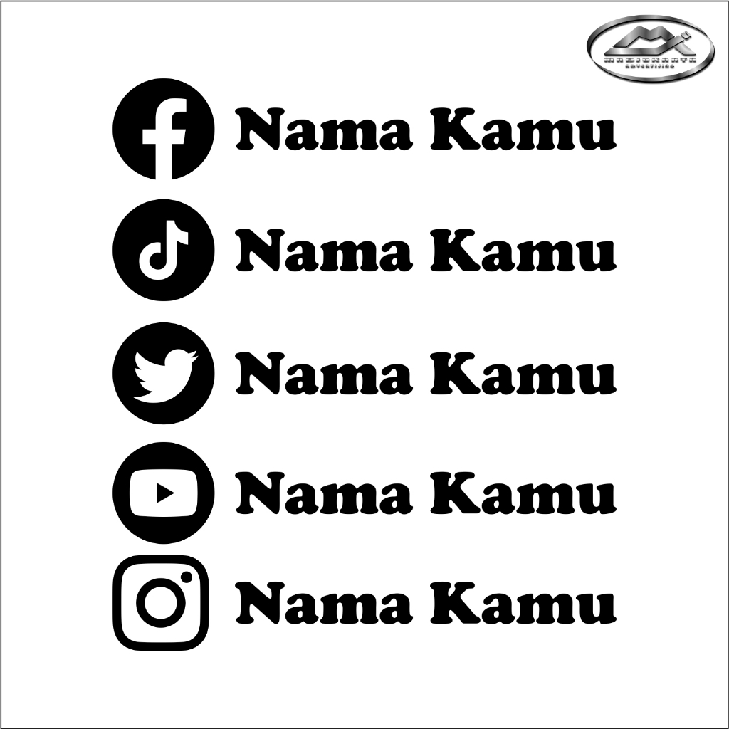 Jual STICKER LOGO DAN NAMA SOSIAL MEDIA CUSTOM BEBAS STIKER CUTTING ...