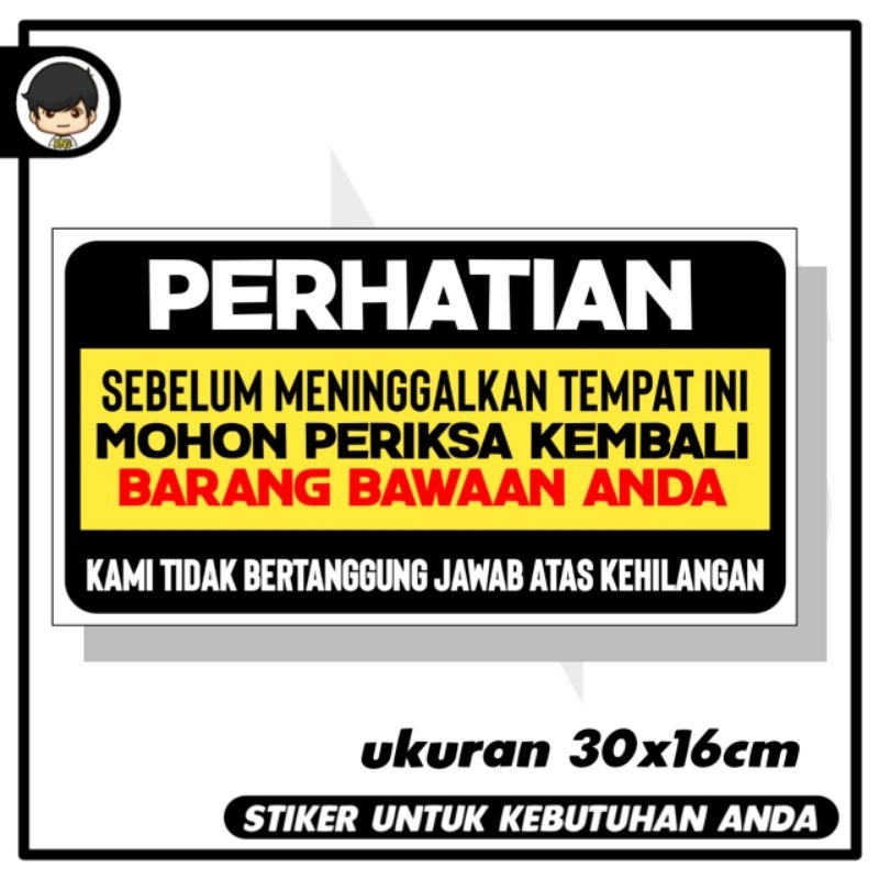 Jual stiker perhatian barang bawaan sticker rambu 16x30cm | Shopee ...