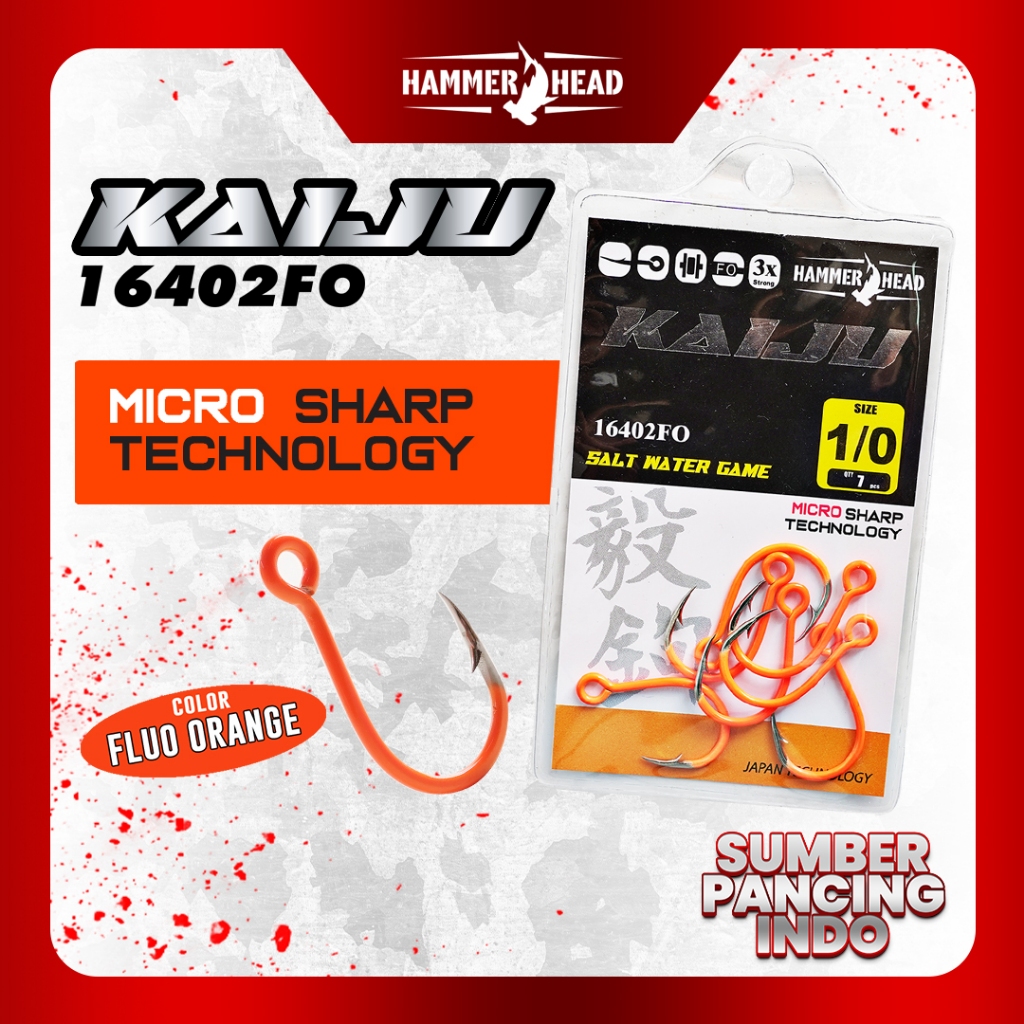 Jual Kail Pancing Hammerhead Kaiju 16402FO Fluo Orange Mata Pancing ...