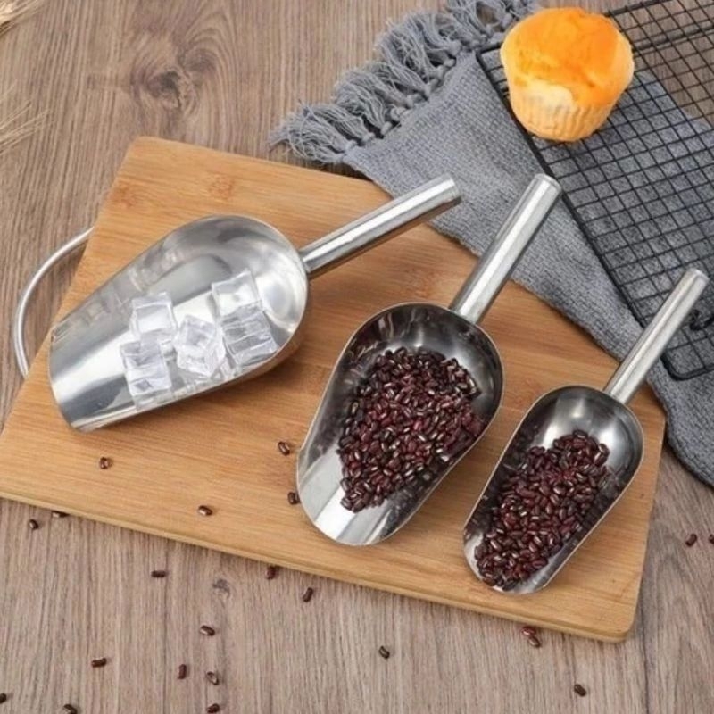 Jual Sekop Es Batu Stainless Steel Anti Karat / Serokan Biji kopi ...