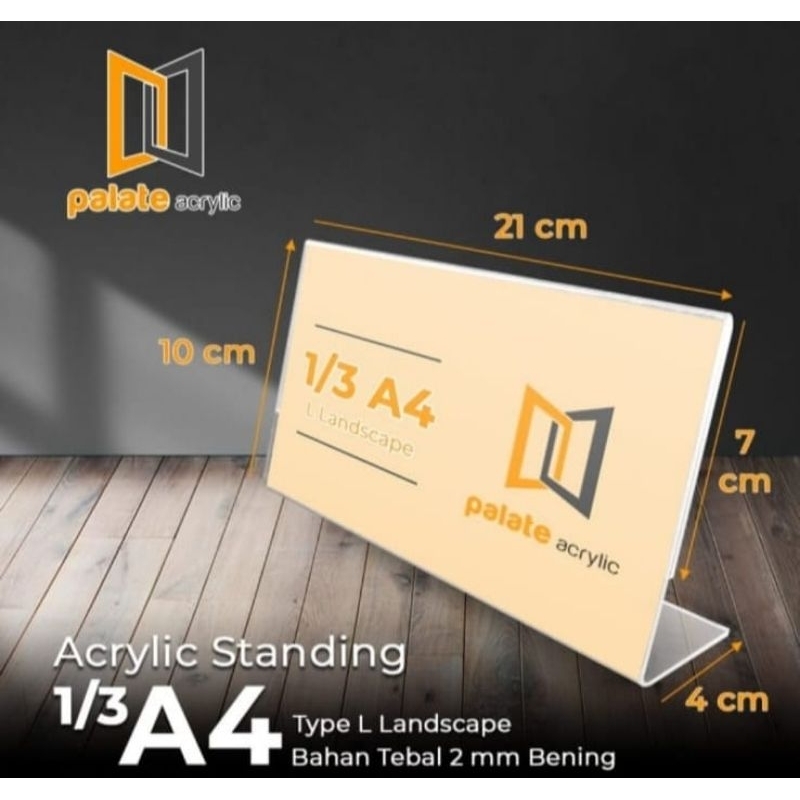 Jual AKRILIK TENT HOLDER 1/3 A4 / TEMPAT BROSUR ACRYLIC / L LANDSCAPE ...