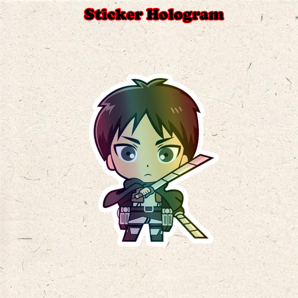 Jual Stiker Hologram anime Eren Attack on titan ukuran 8 cm | Shopee ...