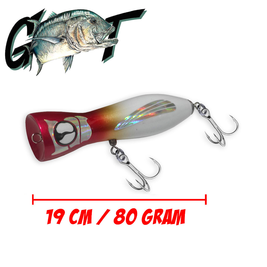 Jual Umpan Popper 30g 40g 60g 80g 100g Kayu Handmade Pancing Popping Casting Top Water GT Killer ...