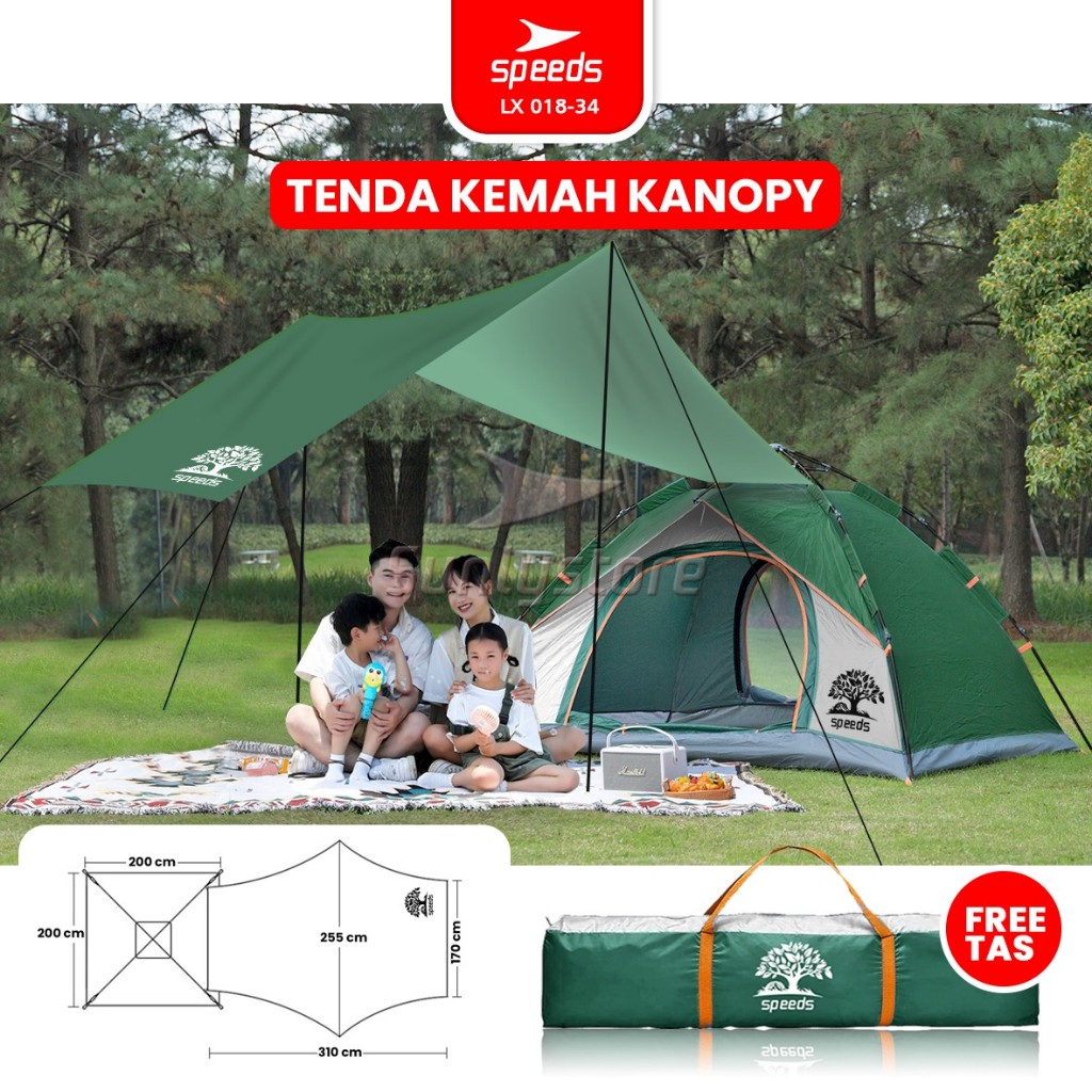 Jual SPEEDS Tenda Camping 3in1 Kanopi Canopy Anti Panas Tent Kemah 3-4 ...
