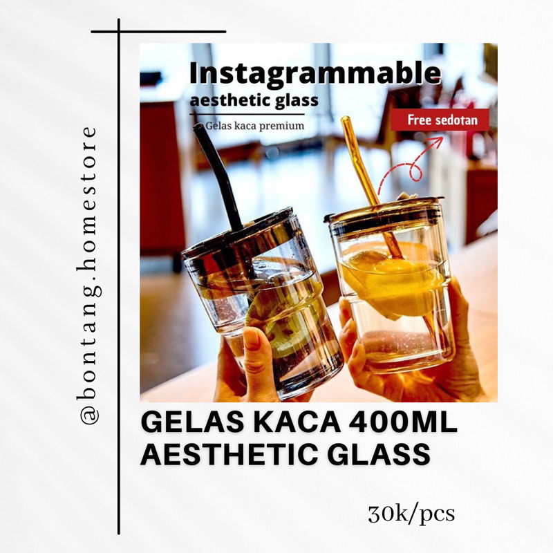 Jual GELAS TUMBLER AESTHETIC || GELAS MINUM KACA FOR COFFEE SIMPLE ELEGAN | Shopee Indonesia