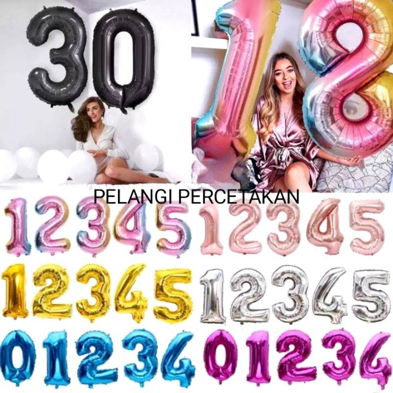 Jual LENGKAP Balon angka jumbo 80 cm / 32 inc untuk ulang tahun ...
