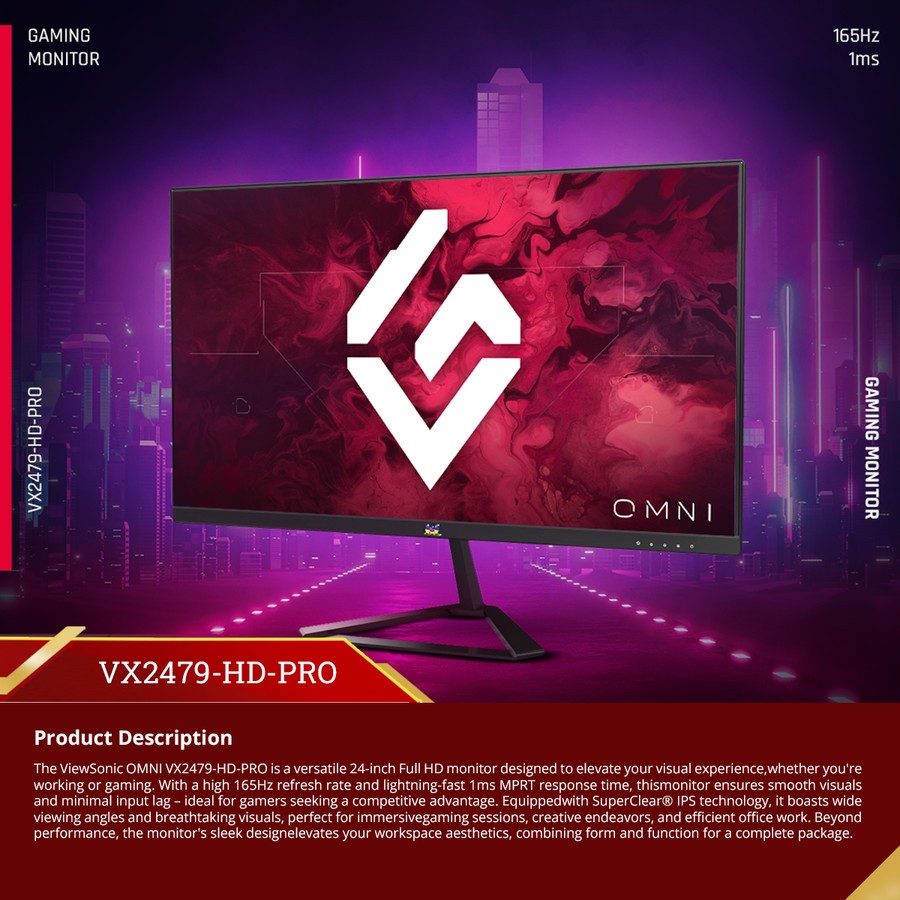 Jual Monitor Gaming ViewSonic VX2479-HD-PRO 24 FHD IPS 165Hz 1ms HDR10 ...