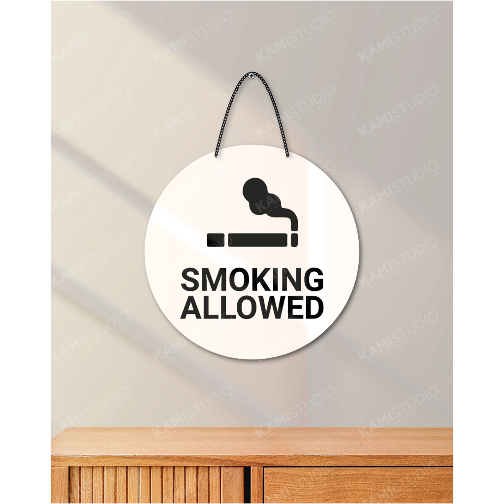 Jual TULISAN SMOKING ALLOWED 20X20 CM GANTUNG/ SIGN GANTUNG SMOKING ...